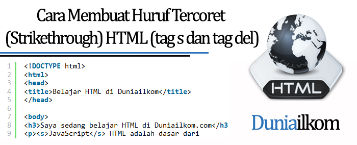 Tutorial Text Html Cara Membuat Huruf Tercoret Strikethrough Html