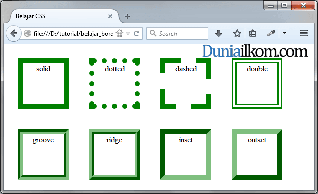 Tutorial CSS: Cara Membuat Garis Tepi HTML (border) | Duniailkom Tutorial CSS: Cara Membuat Garis Tepi HTML (border) | Duniailkom