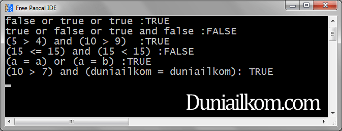 Tutorial Jenis-jenis Operator Logika dalam Pascal | Duniailkom Tutorial Jenis-jenis Operator Logika dalam Pascal | Duniailkom