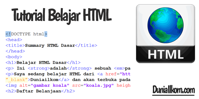 Tutorial Belajar HTML Langkah Pertama Untuk Membuat Web | Duniailkom Tutorial Belajar HTML Langkah Pertama Untuk Membuat Web | Duniailkom