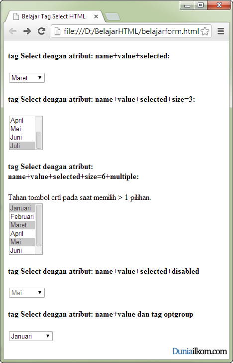 Tutorial Form HTML: Fungsi dan Cara Penulisan Tag Select Form HTML ... Tutorial Form HTML: Fungsi dan Cara Penulisan Tag Select Form HTML ...