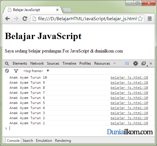 Cara Penulisan Struktur Perulangan FOR dalam JavaScript | Duniailkom Cara Penulisan Struktur Perulangan FOR dalam JavaScript | Duniailkom