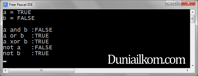 Tutorial Jenis-jenis Operator Logika dalam Pascal | Duniailkom Tutorial Jenis-jenis Operator Logika dalam Pascal | Duniailkom