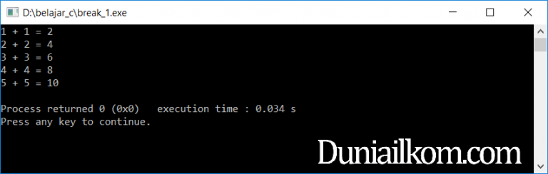 Tutorial Belajar C: Fungsi dan Pengertian Perintah Break | Duniailkom Tutorial Belajar C: Fungsi dan Pengertian Perintah Break | Duniailkom