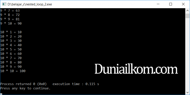 Tutorial Belajar C: Cara Membuat Perulangan Bersarang (Nested Loop ... Tutorial Belajar C: Cara Membuat Perulangan Bersarang (Nested Loop ...