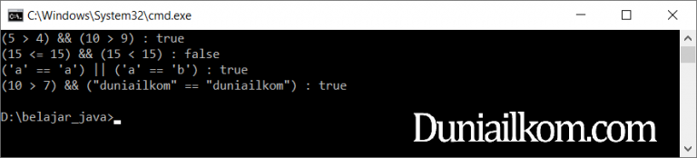 Tutorial Belajar Java: Jenis-jenis Operator Logika | Duniailkom Tutorial Belajar Java: Jenis-jenis Operator Logika | Duniailkom