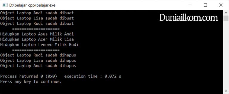 Pengertian Constructor dan Destructor Object OOP C++ | Duniailkom Pengertian Constructor dan Destructor Object OOP C++ | Duniailkom