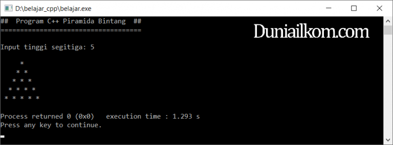 Latihan Kode Program C++: Piramida Bintang | Duniailkom Latihan Kode Program C++: Piramida Bintang | Duniailkom