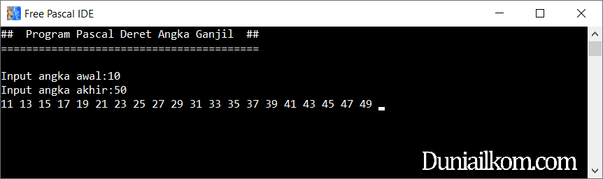Latihan Kode Program Pascal – Membuat Deret Angka Ganjil dengan ... Latihan Kode Program Pascal – Membuat Deret Angka Ganjil dengan ...