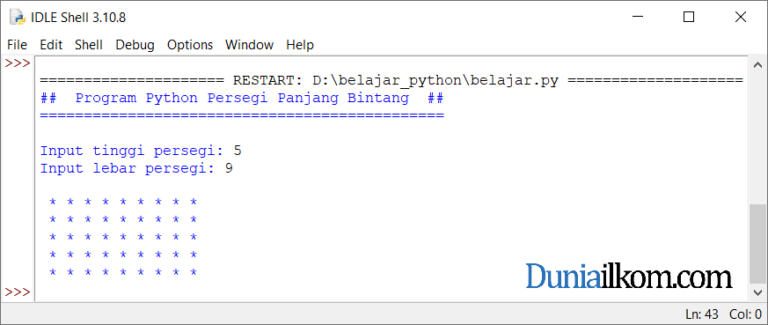 Latihan Kode Program Python: Membuat Persegi Panjang Bintang Latihan Kode Program Python: Membuat Persegi Panjang Bintang